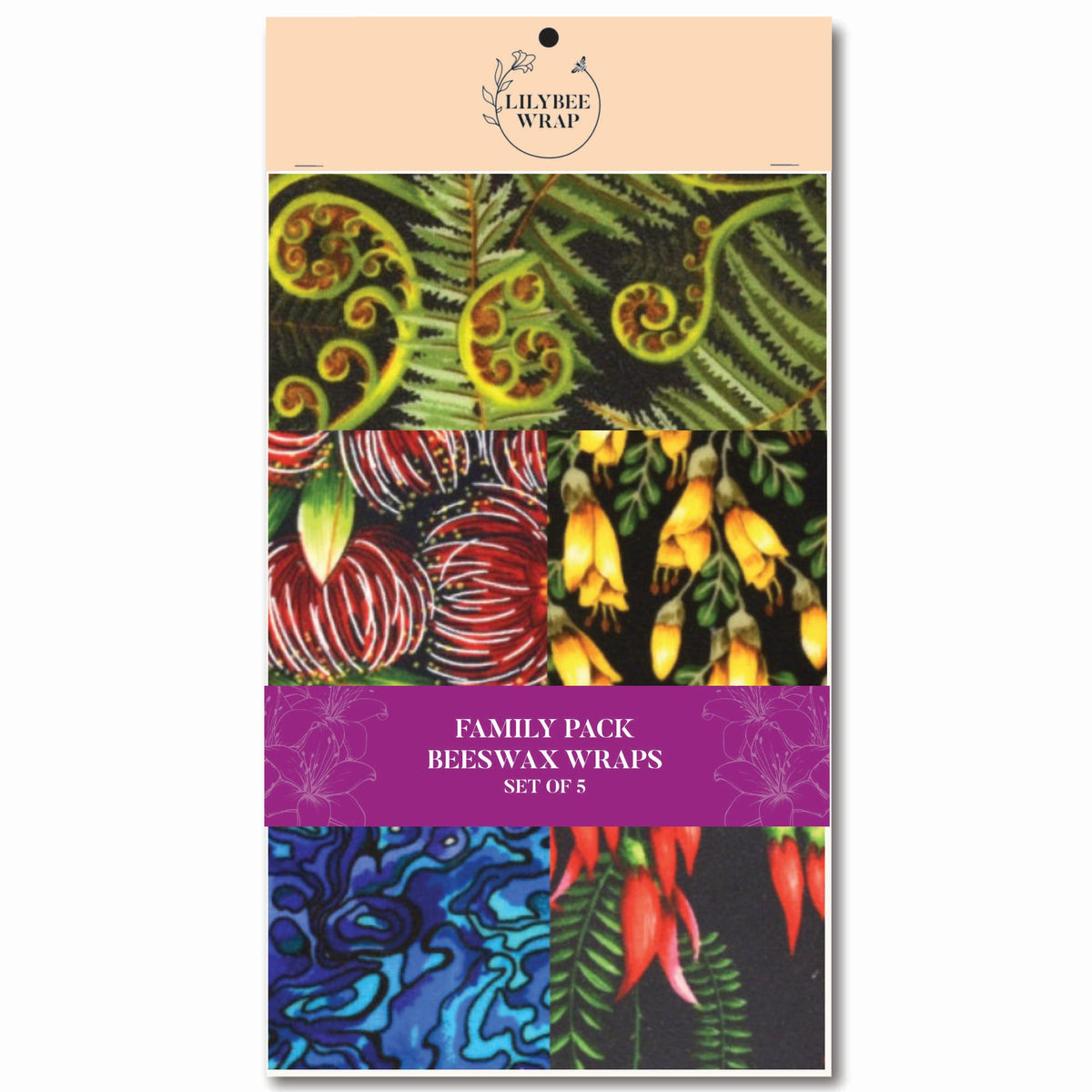 Aotearoa Wild - Beeswax Wrap Family Pack - Set of 5 Wraps – Dee's Bees NZ