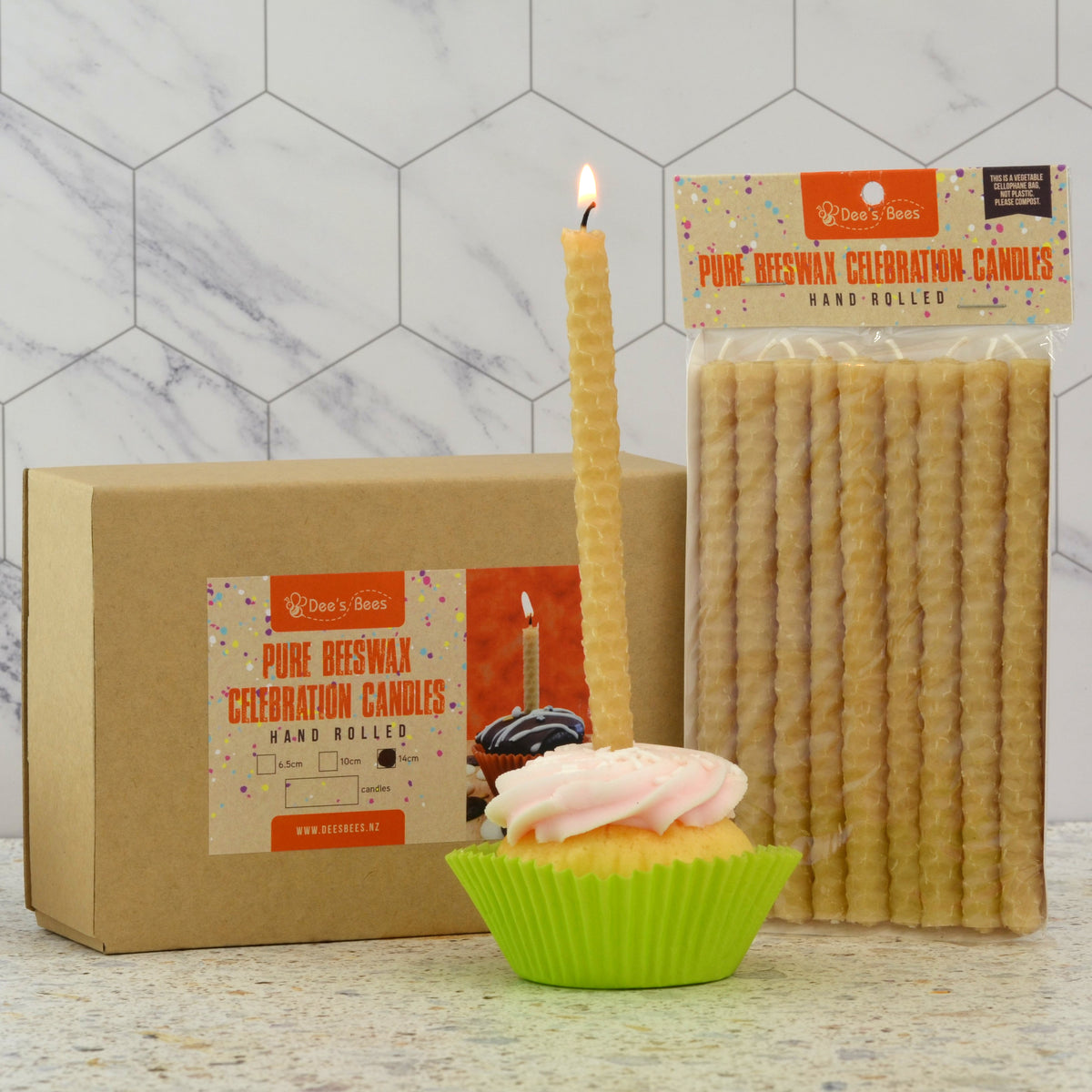 Celebration Candles - 14 cm Hand-rolled beeswax birthday candles ...